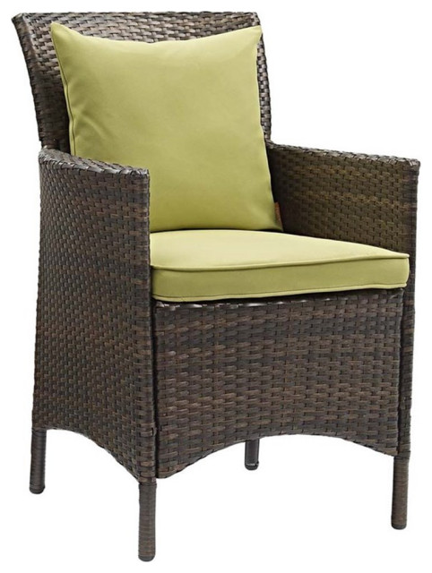 Pemberly Row Patio Dining Arm Chair in Brown and Peridot - Tropical ...
