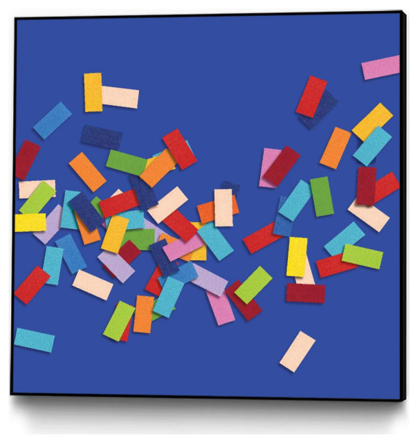 "CONFETTI C -bleu" Framed Canvas by Giant Art 30"x30", 30 x 30 ...