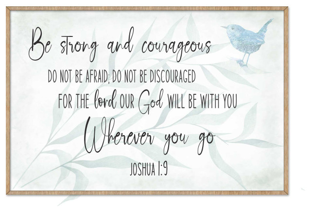 Be Strong and Courageous Wooden Inspirational Decor Wall Art, Medium 22 ...