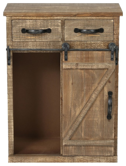 LuxenHome Rustic Brown Wood Sliding Barn Door Cabinet - Rustic ...
