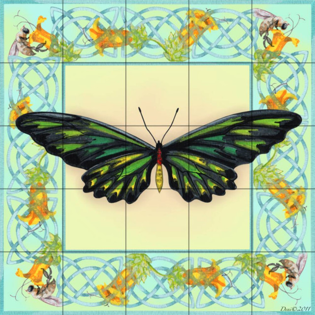 Tile Mural Kitchen Backsplash Butterfly Square 8 by Denise Freeman, 30 ...