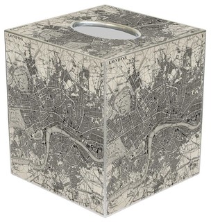 TB1574 - Antique London Map Tissue Box Cover - Transitional - Tissue ...