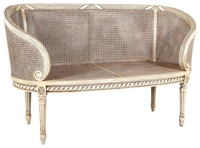 Design Toscano Parisian Oval Rattan Settee Frt-Skd - French Country ...