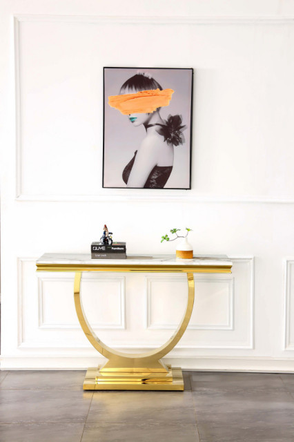 Hanly Console Table White Gold - Contemporary - Console Tables - by ...