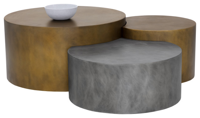 Neo Coffee Tables, Set of 3 Antique Brass - Contemporary - Coffee Table ...