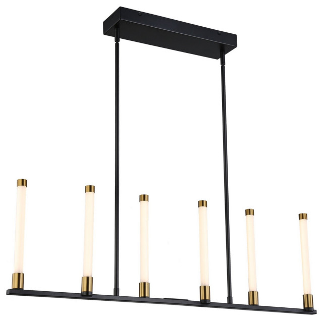 Matte Black & Brass LED Island Pendant from the Infiniti Collection ...