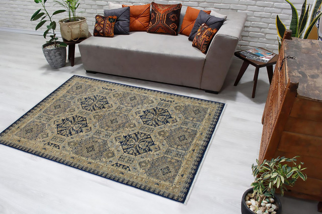 Classic Ziegler Debi Blue Beige Wool Rug - 4'11'' x 6'7 ... Classic Ziegler Debi Blue Beige Wool Rug - 4'11'' x 6'7 ...