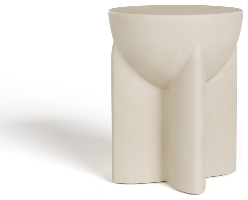 Modrest Elsa - Modern Beige Concrete Round End Table - Modern - Side ...