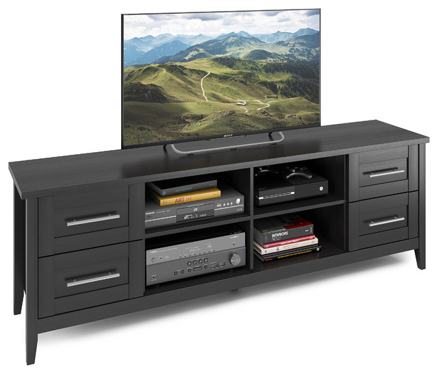 CorLiving Jackson Extra Wide TV Bench in Black Grain Finish, For TVs up ...