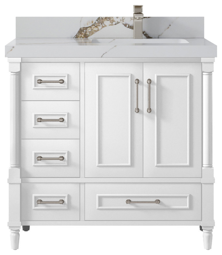 Aberdeen Bathroom Vanity, 36" Right Offset - Traditional - Bathroom ...