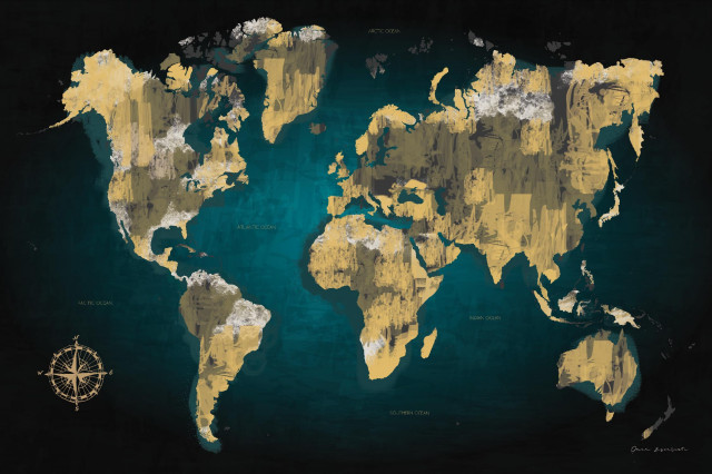 "Sketched World Map" Fine Art Giant Canvas print 72"x48", 72 x 48 ...
