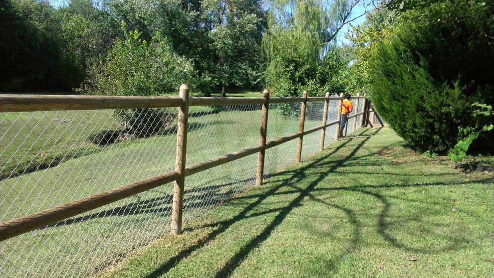 Wood Dowel Fence with Chain LInk - Oklahoma City - by Cowboy Fence ...