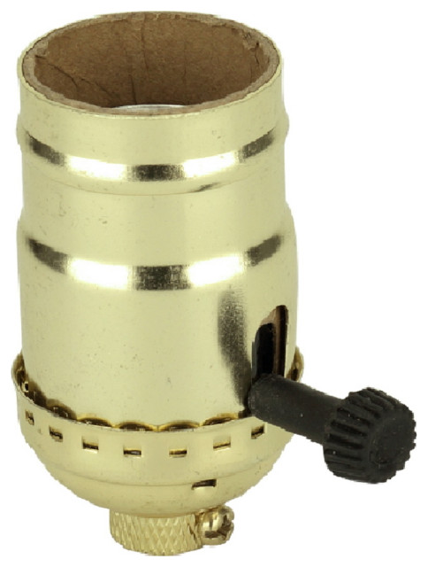 21301 3-Way Lamp Socket With Turn Knob Switch, Polished Brass ...