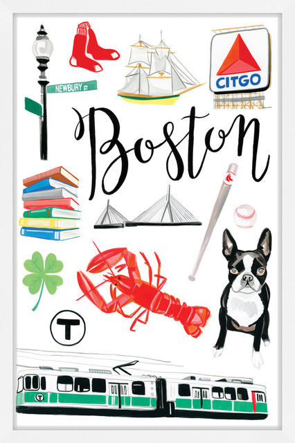 "Boston Icons" Framed Painting Print, 12x18 - Contemporary - Prints And ...