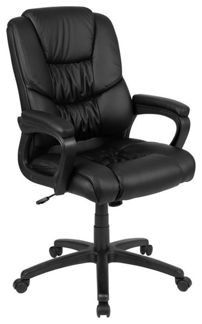 Pemberly Row Contemporary Big and Tall Ergonomic Leather Chair in Black ...