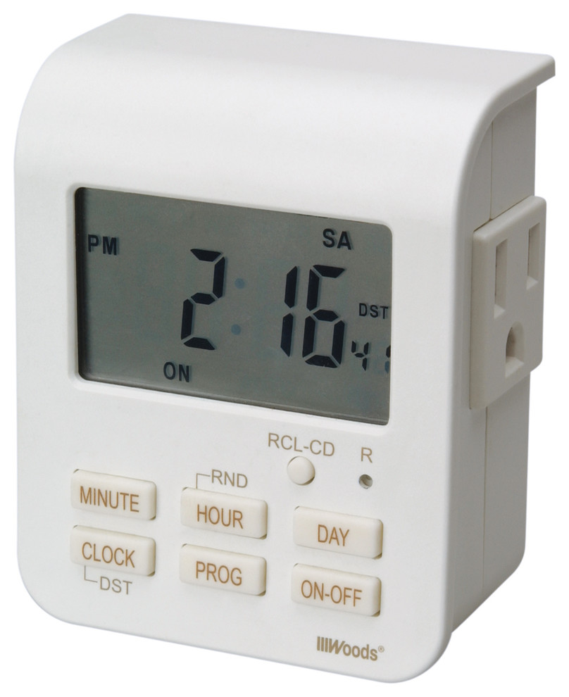 Woods White Heavy Duty Indoor Digital Timer - Contemporary - Switches ...