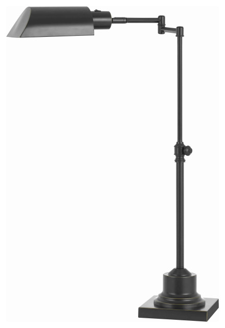Adjustable Metal 10W Integrated LED Desk Lamp with Round Base, Black ...