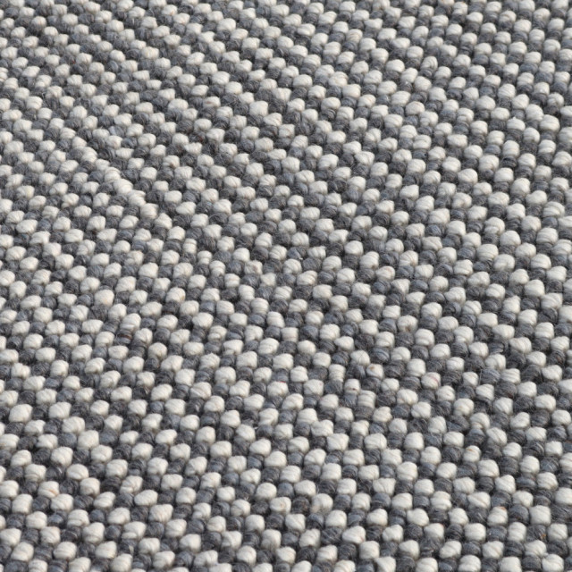 Handmade Pile Woven Grey & White Striped Wool Rug by Tufty Home, 6x6 ...