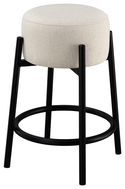 Leonard Upholstered Backless Round Stools White and, Set of 2 Counter ...