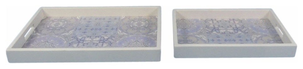 Modern Set of Two Aesthetic Trays, White - Contemporary - Serving Trays ...