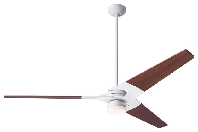 Torsion 17W LED Fan, Gloss White, 52" Mahogany Blades, 62" Blades ...