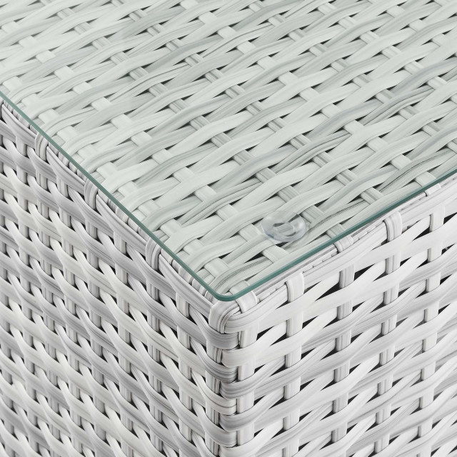 Lounge Side Table, Square, Rattan, Wicker, Gray, Modern, Outdoor Patio ...