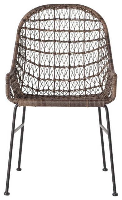 Tassa Outdoor Woven Dining Chair, Distressed Gray Set of 2 - Tropical ...