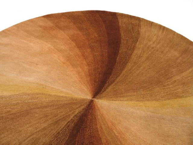 EORC Hand-tufted Wool Brown Contemporary Abstract Swirl Rug, 4' Round ...