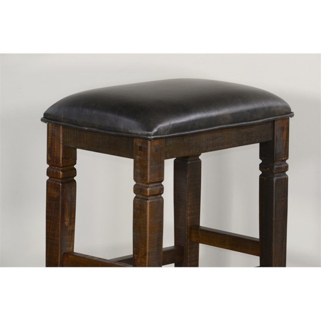 Pemberly Row Modern 30" Transitional Wood Stool in Tobacco Leaf ...