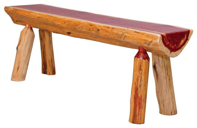Red Cedar Half-Log Bench, 2 Foot - Rustic - Dining Benches - by ...