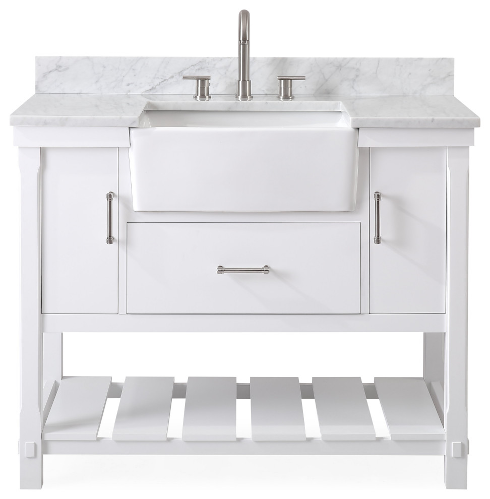 42" Kendia Farmhouse Sink Bathroom Vanity GD-7042-WT42-RA ...
