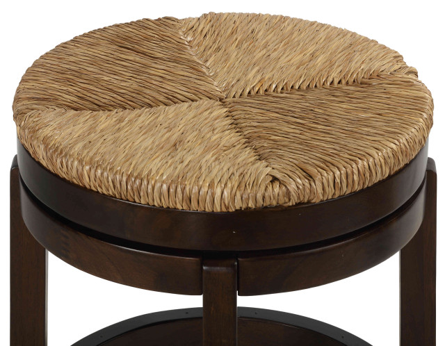 Hennepin Solid Wood Backless Swivel Counter Stool, 24" Straw Seat, 24 ...