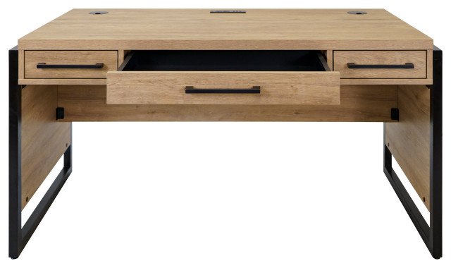 Modern Wood Laminate Office Desk, Writing Table, Light Brown ...