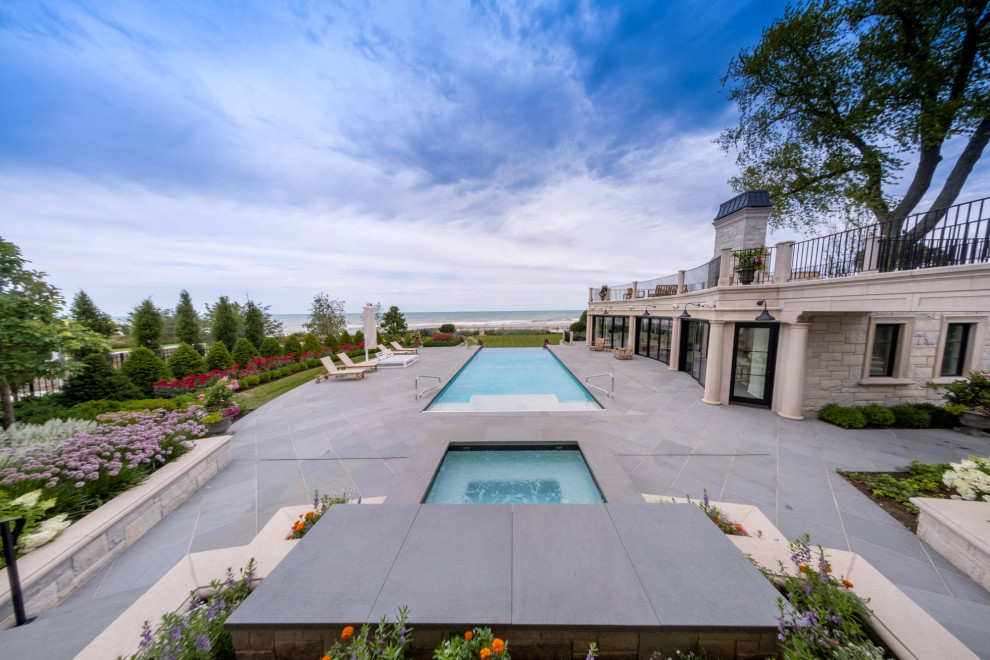 Wilmette, IL Rectilinear Swimming Pool with Separate Hot Tub ...
