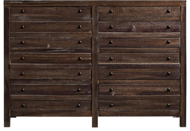 Rustic Java Solid Wood Dresser with 8 Spacious Drawers, Tall Double ...