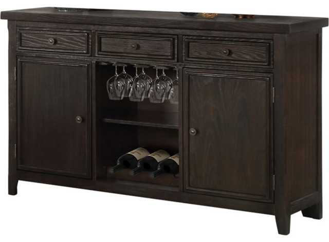 Best Master Furniture 55" Traditional Solid Wood Server in Dark Brown ...