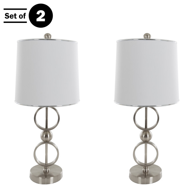 Set of 2 LED Table Lamps Matching Pair of Modern Open Circle Steel ...