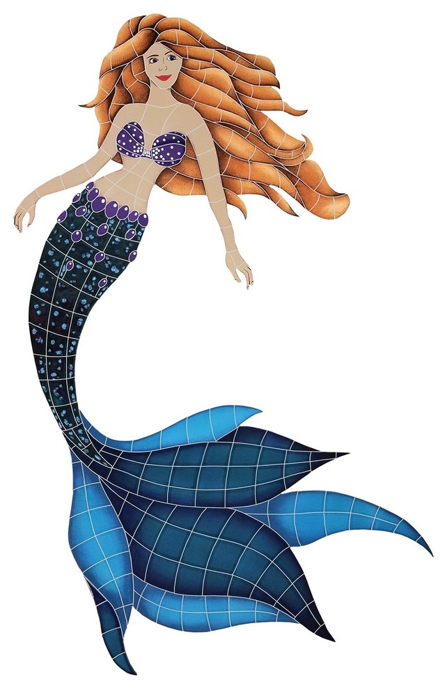Mermaid Ceramic Swimming Pool Mosaic Beach Style Accent Trim And