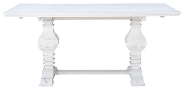 Linon Larson Pine Wood Double Pedestal Dining Table in Rustic Honey ...