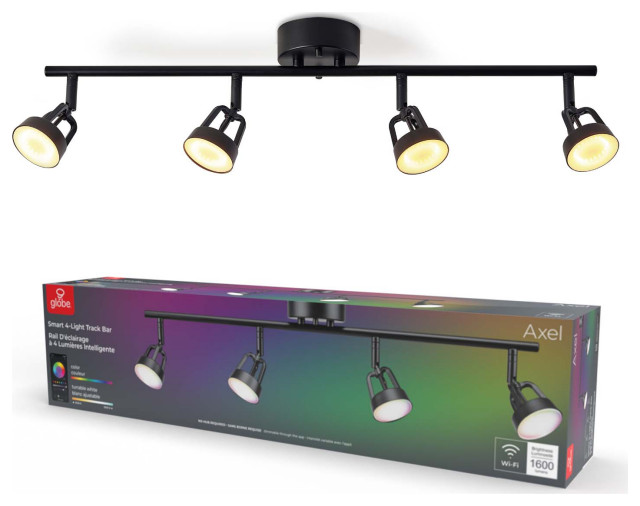 Wi-Fi Smart 4-Light Matte Black LED Integrated Track Lighting Kit ...