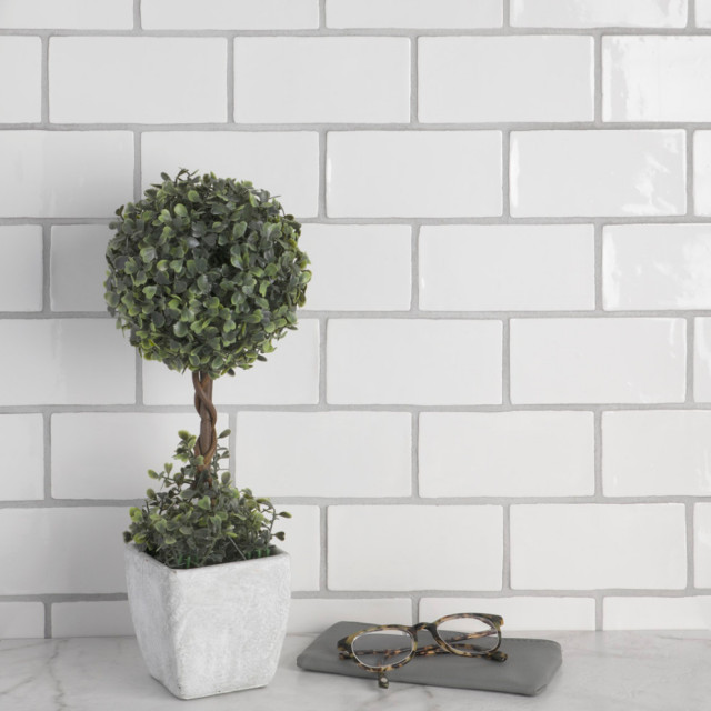 Chester Ceramic Wall Tile, Bianco, Sample - Traditional - Wall And ...