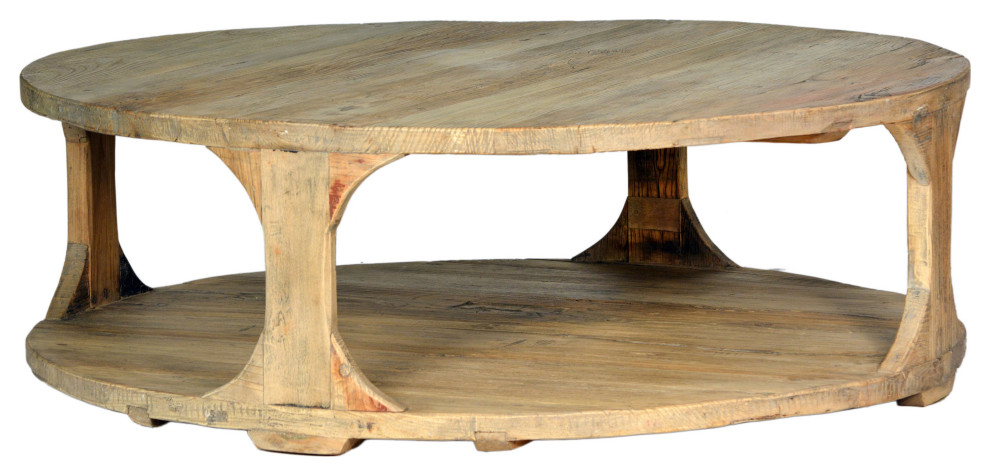 Round Reclaimed Wood Coffee Table - Industrial - Coffee Tables - by ...