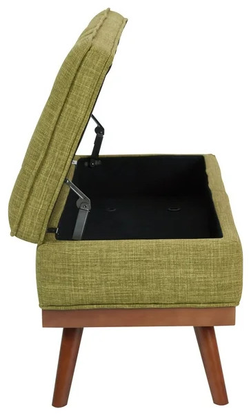 Fabric Storage Bench with Light Espresso Angled Wood Legs, Hidden ...