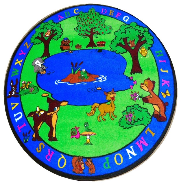 Forest Friends #1033 6' Round Children'S Educational & Play Rugs ...