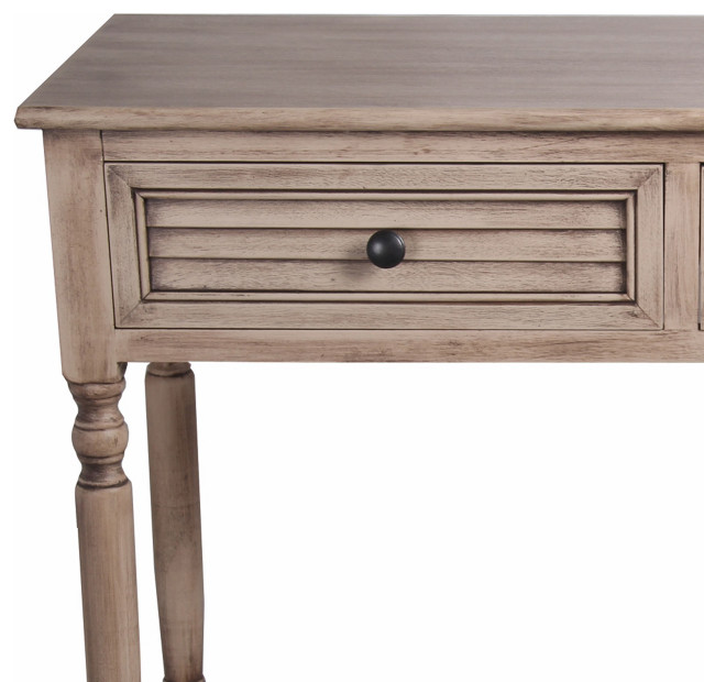 Transitional Wooden Console Table with 2 Louvered Front Drawers, Brown ...