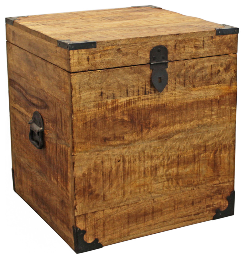 Mateo Trunk End Table Natural Finish - Rustic - Side Tables And End ...