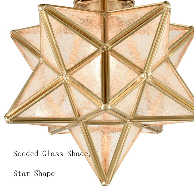 Modern Moravian Star Ceiling Light With Seeded Glass Brass, 8 ...