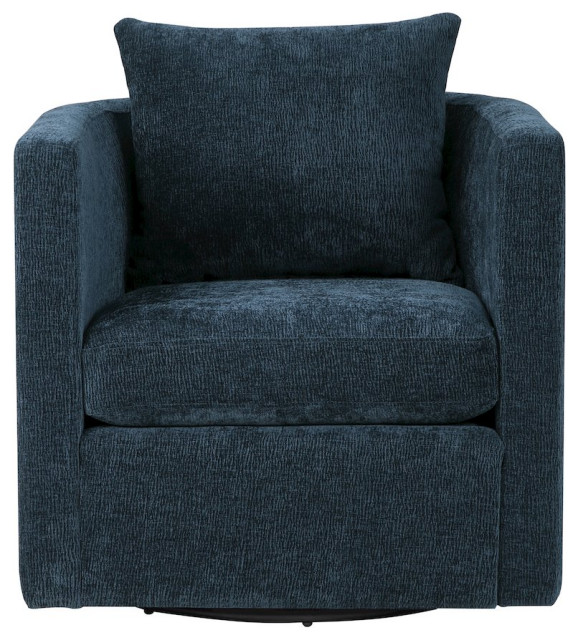 Sheldon Navy Blue Swivel Barrel Chair - Contemporary - Armchairs And ...
