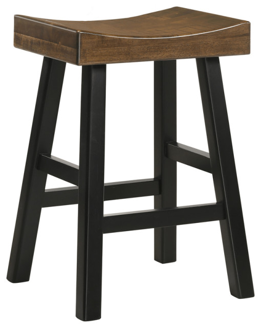 25" Brown And Black Backless Counter Height Bar Chair With Footrest ...