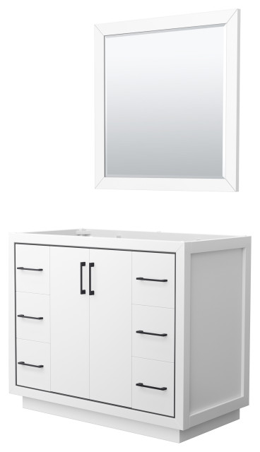 Icon 42" Single Vanity, White, No Top, No Sink, Matte Black Trim, 34 ...